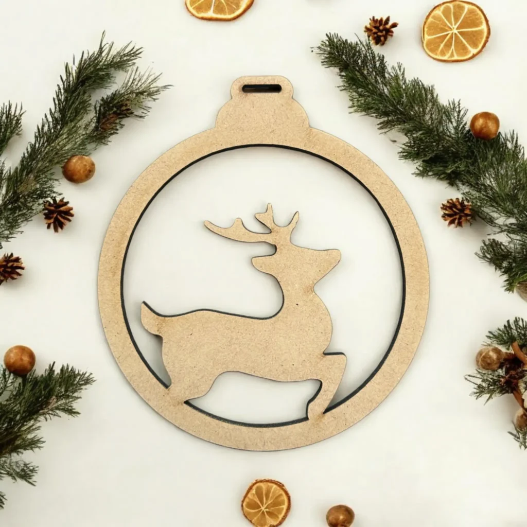 Esferas de MDF de Aro con Formas Navideñas - Estudio Aragón